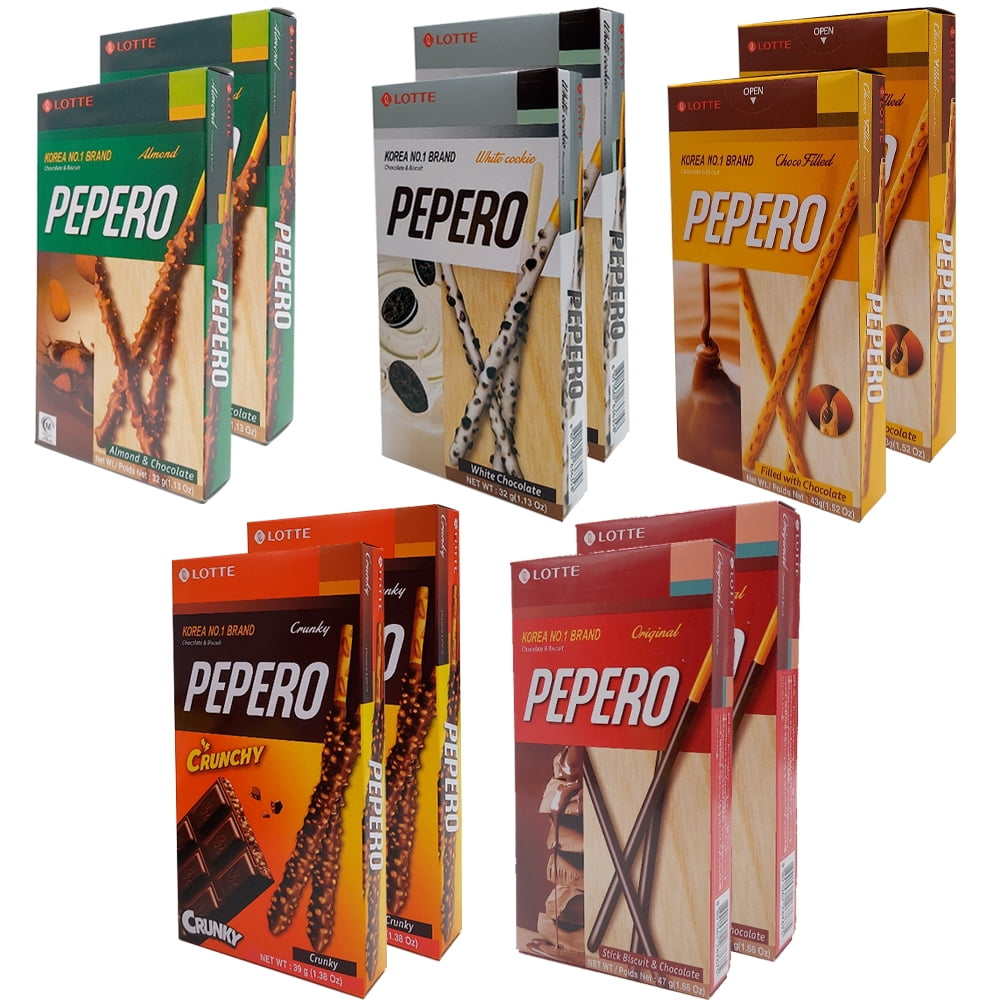 OHMARKET Lotte Pepero Chocolate & Biscuit 5 Flavor Variety Pack (Pack ...