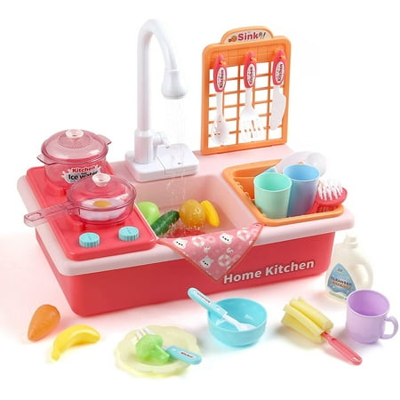 Kitchen Sink for Kids Pretend Play Kitchen Sink Toys with Running Water ...