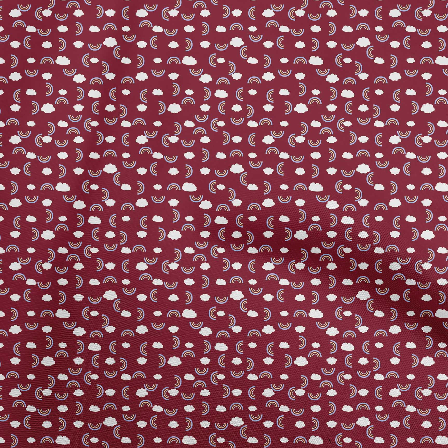 oneOone Viscose Chiffon Maroon Fabric Cloud Sewing Material Print ...