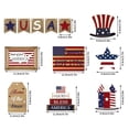 12Pcs Rustic Wooden Patriotic Decor Set Red White Blue Banner & Flag ...