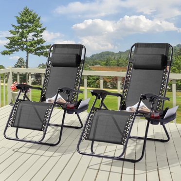 MoNiBloom 2 Pack Outdoor Foldable Lounge Pool Chairs, 95-140¬∞ Recliner ...
