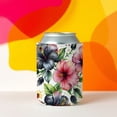 Black Pink Hibiscus Flowers Watercolor Drink Beer Soda Insulated Sleeve ...