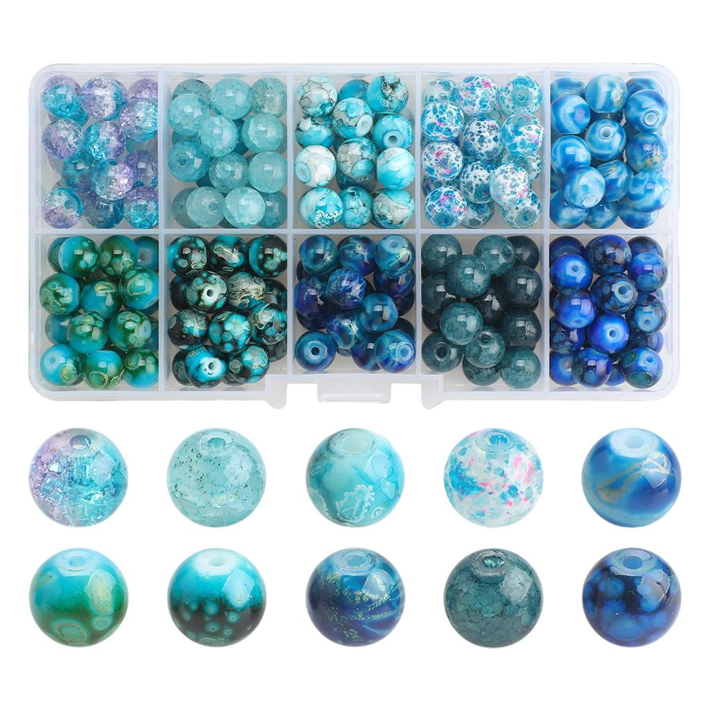 200pcs Glass Beads 8mm Round Handcrafted Beads w/ Holes for Beading ...