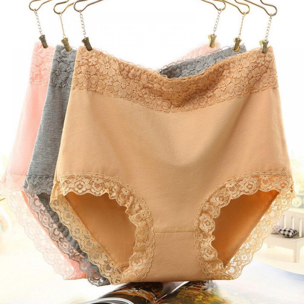 3pcs Women Briefs,Lace Brim Panties,Breathable Cotton Panties,High ...