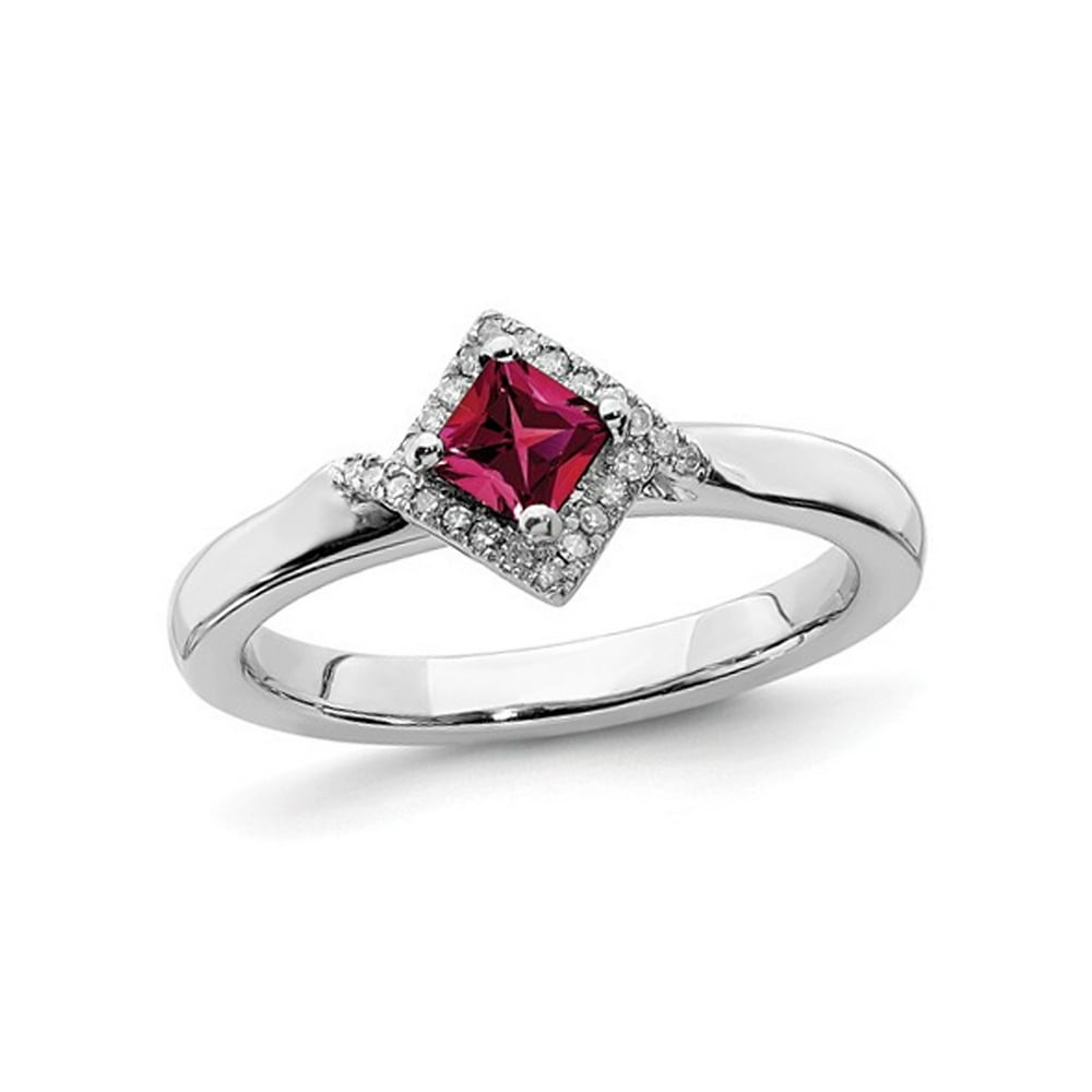 Gem And Harmony - 2/5 Carat (Ctw) Lab Created Princess Cut Ruby Ring in ...