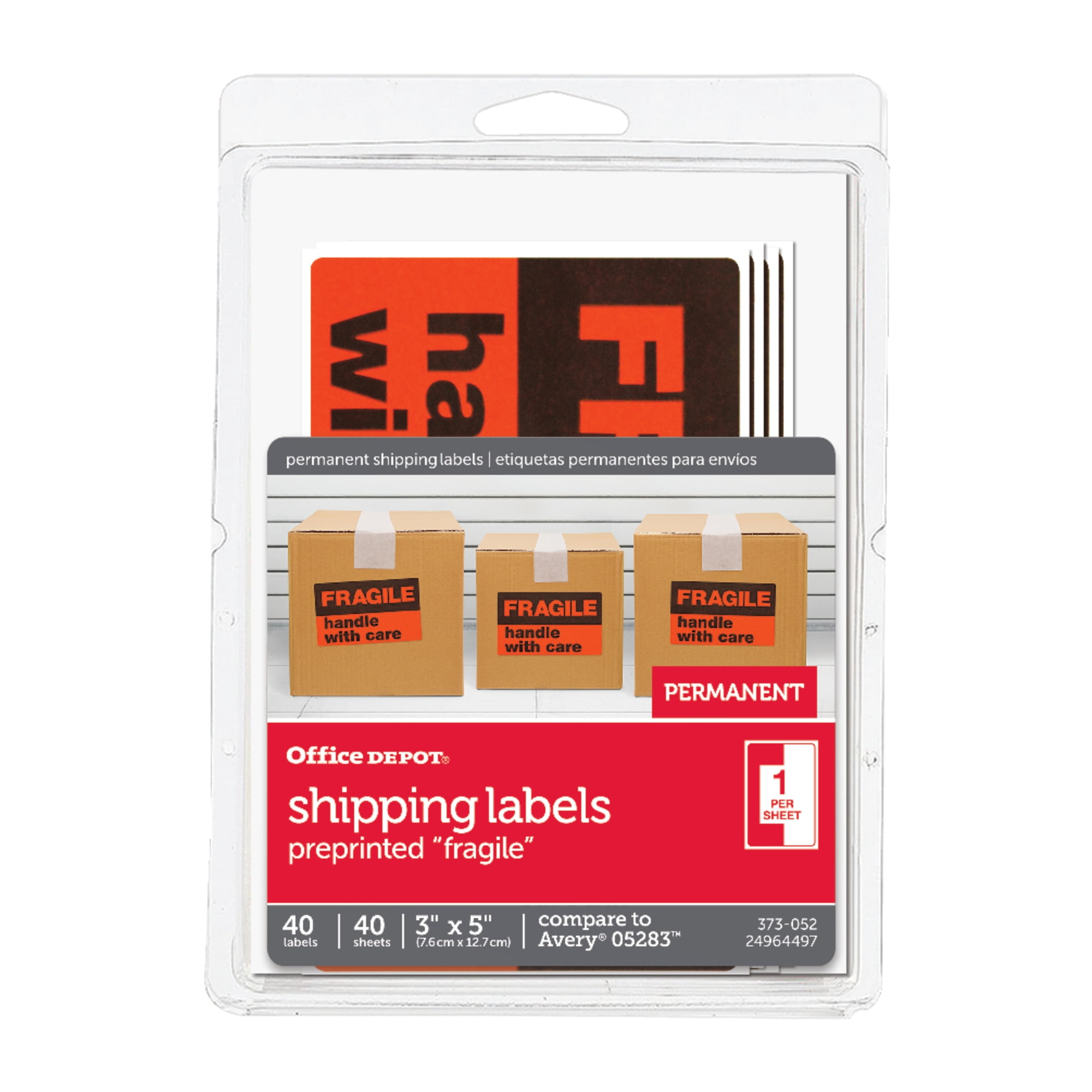 Office Depot Preprinted Permanent Shipping Labels, Pack Of 40, OD98804 ...