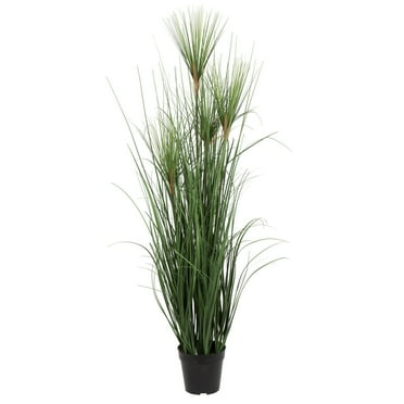 Vickerman 24" PVC Artificial Potted Green Grass with Pomp Balls ...