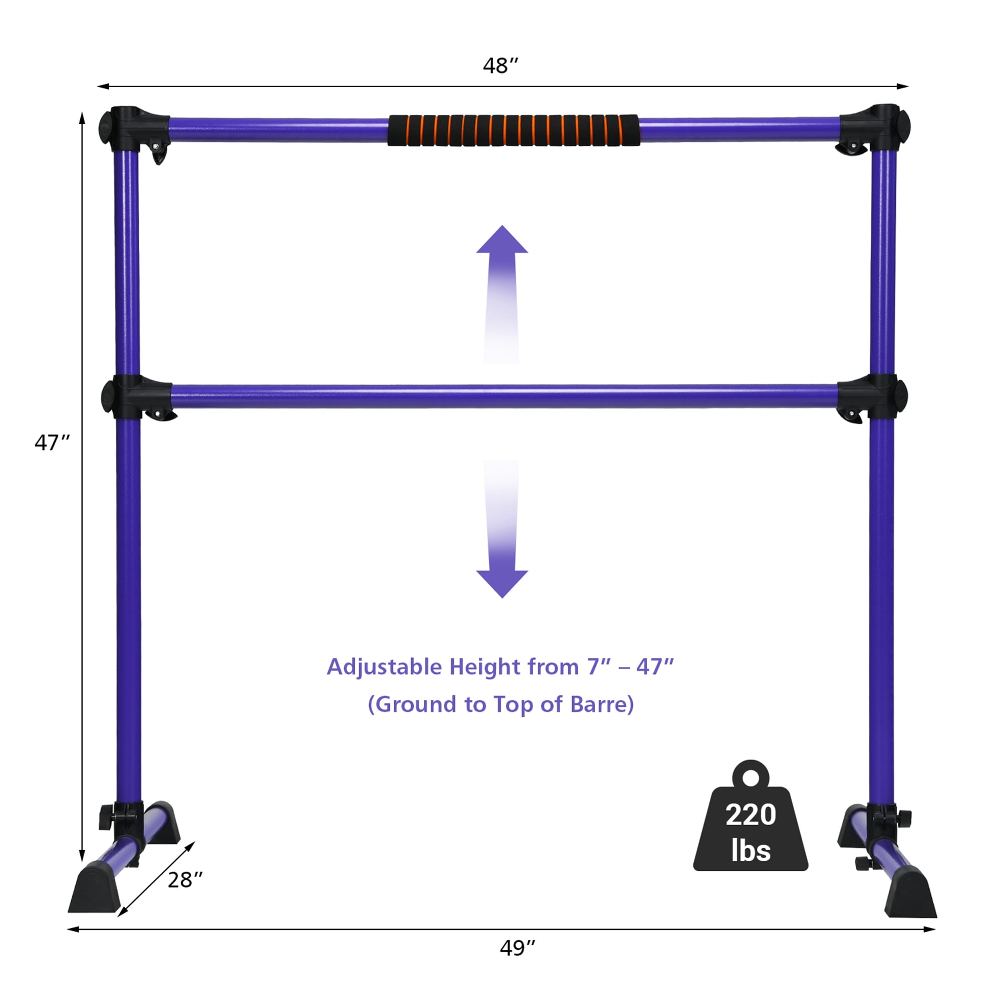 s VEVOR 5Ft Portable Double Freestanding Stretch Dance Bar Ballet Barre