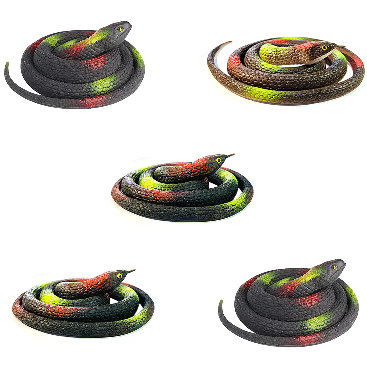 5 Pieces Rubber Snakes Realistic Fake Snakes Black Snake Toys for ...