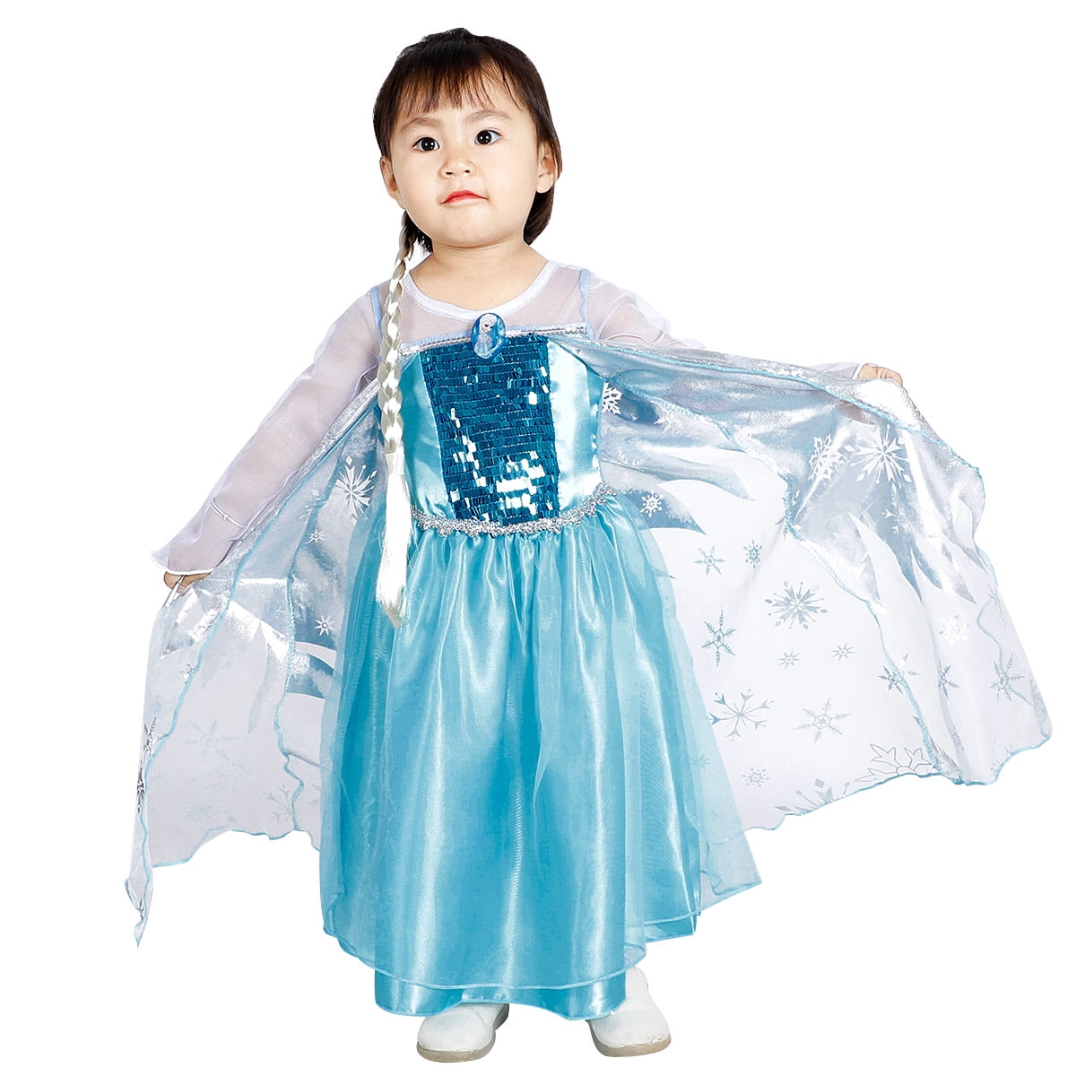 Buy KAWELL Elsa Dress Up Costume With Cosplay Accessories Crown Wand ...