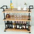 Industrial Wood and Metal Wine Rack with Wheels Kicthen Bar Dining Room ...