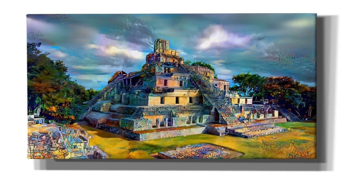 Epic Graffiti 'Campeche Mexico Edzna Pyramid' by Pedro Gavidia, Canvas ...
