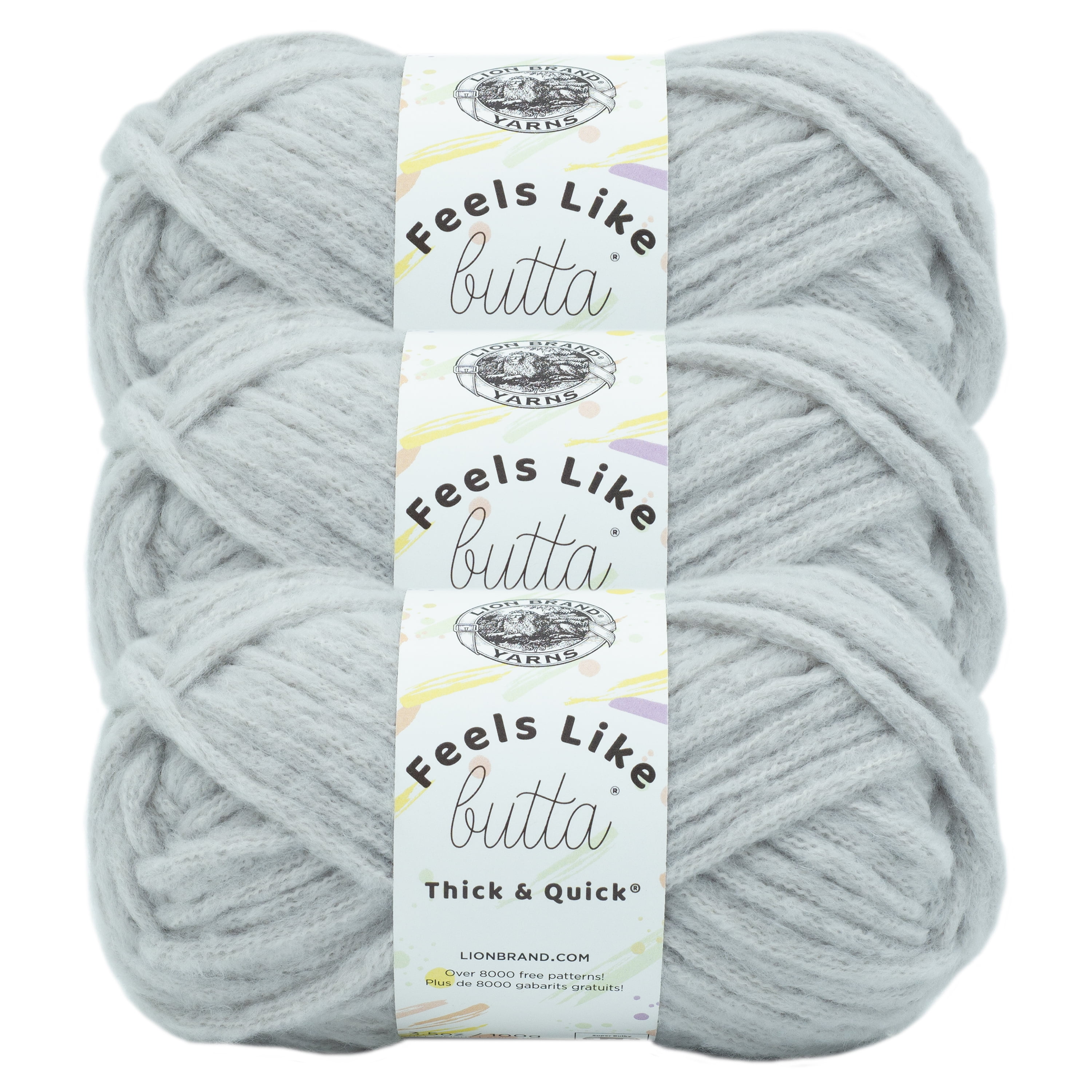 Lion Brand Yarn Feels Like Butta Thick & Quick Quiet Grey Super Bulky ...