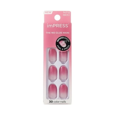 (2 pack) KISS imPRESS Color FX Press on Nails, Hidden Gem, Red, Short ...