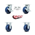 5 Inch Solid Polyurethane Caster Set with 2 Brakes/Swivel Lock 2 Rigid ...