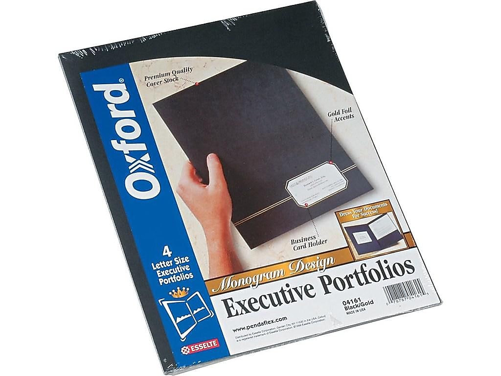 Oxford Monogram Design 2-Pocket Presentation Folders Black/Gold 883845 ...