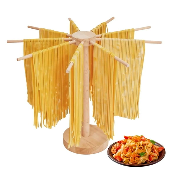 Jetcloudlive Wooden Pasta Drying Rack with 16 Suspension Rods Easy ...