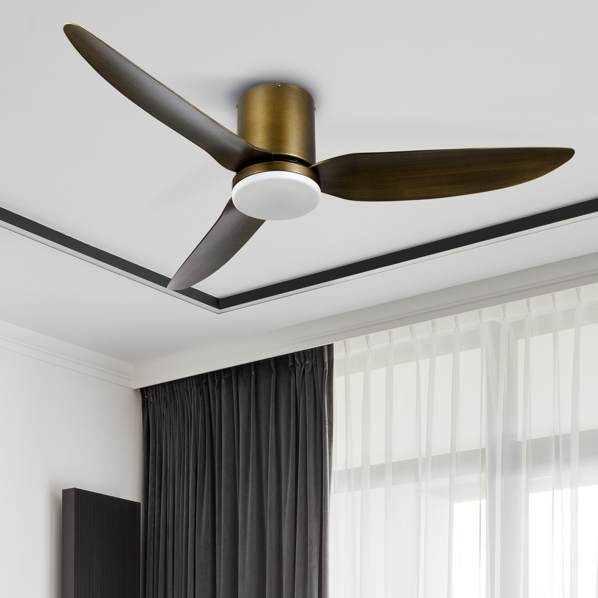 Bestco 52" Low Profile Smart Ceiling Fan with Dimmable Light Kit and ...