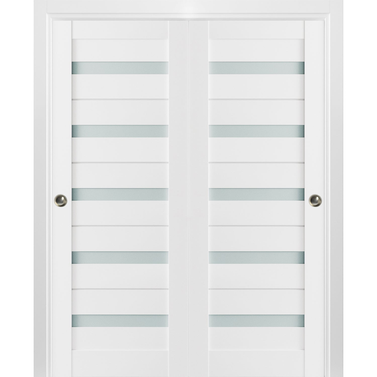 Sliding Closet Frosted Glass Bypass Doors | Quadro 4445 White Silk ...