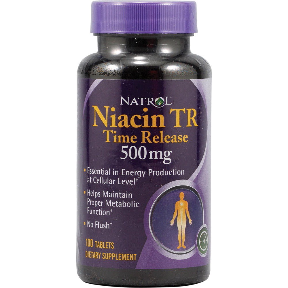 Niacin 500mg Time Release Natrol 100 Caps - Walmart.com - Walmart.com