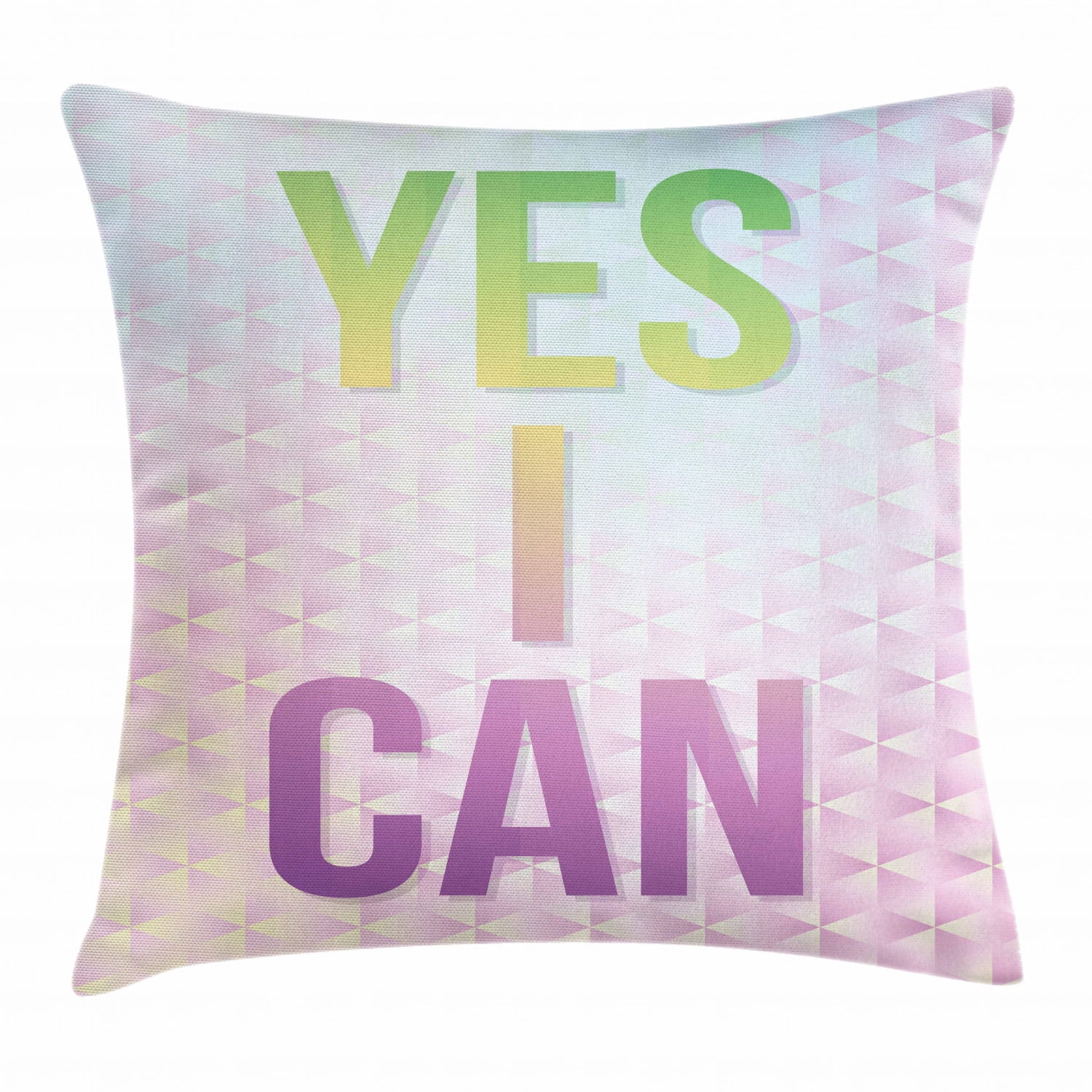 Inspirational Throw Pillow Cushion Cover, Motivation Quote Yes I Can ...