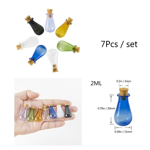 2ML Mini Glass Color Bottles Water Drop Vase Small Jars Vials Mini Cute ...