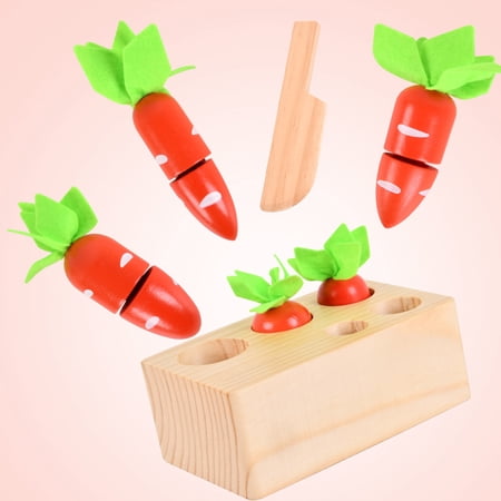 HUSERYT Wooden Carrot Sorting Toy, Montessori Color Shape Sorter ...