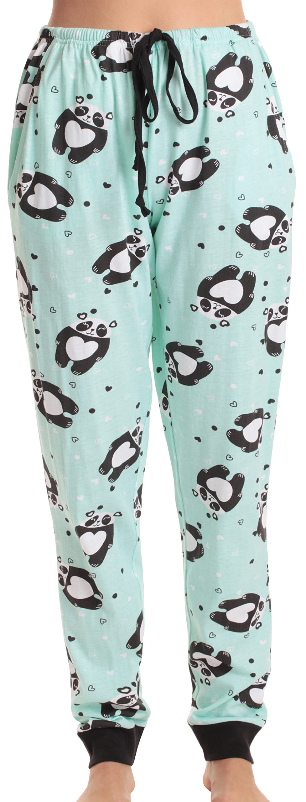 Just Love Women Pajama Pants Sleepwear (Mint - Panda Jogger, Small ...