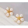 Clip on 1" gold and cream pearl round edge screw back earrings ...
