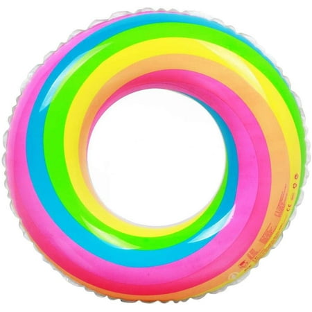 Inflatable Rainbow Pool Float Ring, Swimming Pool Beach Float Tube Toys ...