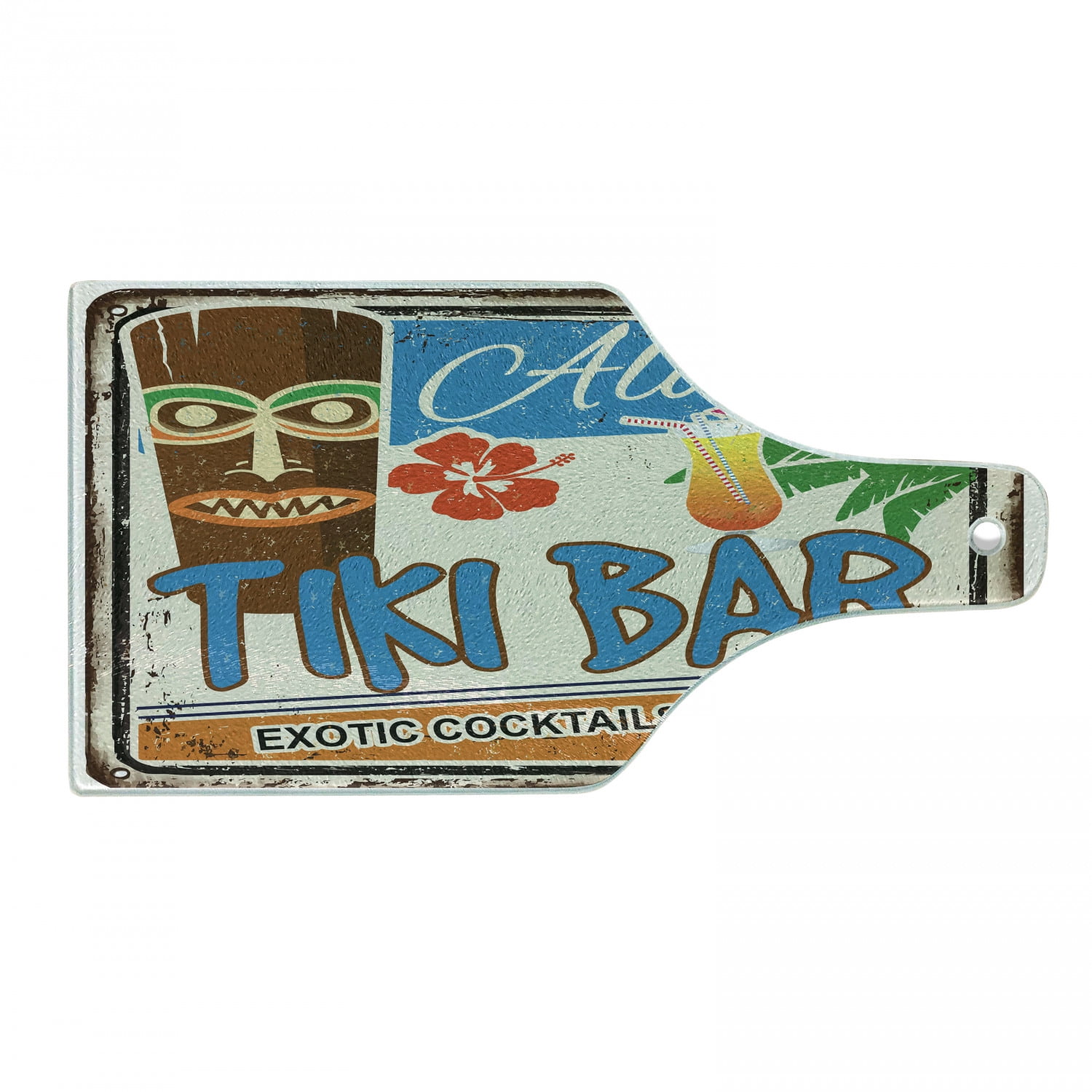 Tiki Bar Cutting Board, Rusty Vintage Sign Aloha Exotic Cocktails and ...