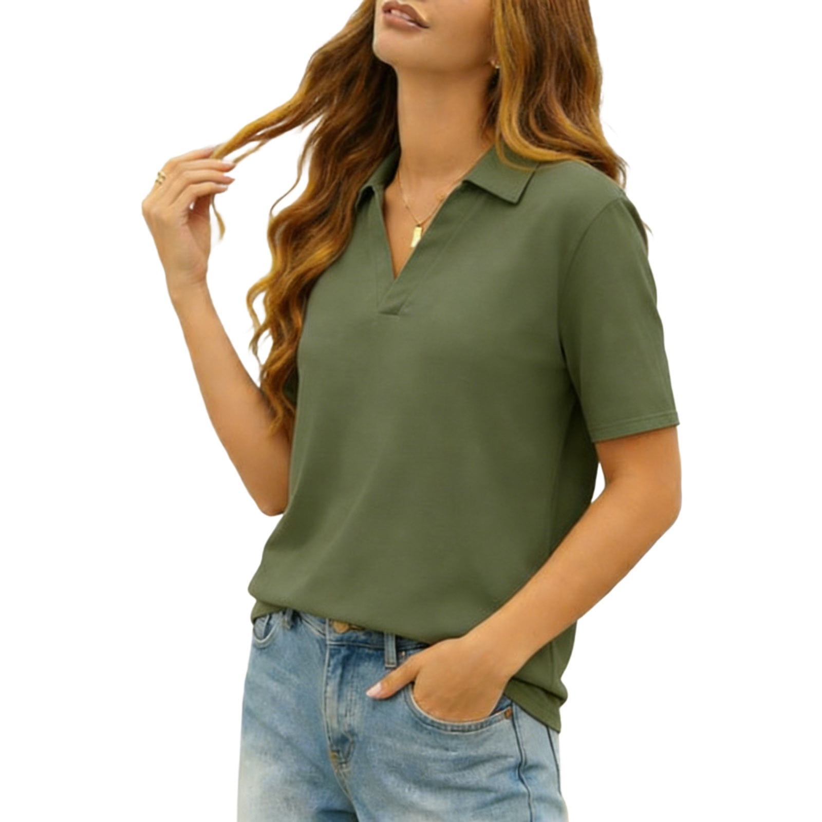 Click here for Staron Womens Short Sleeve Collared Casual Loose B... prices