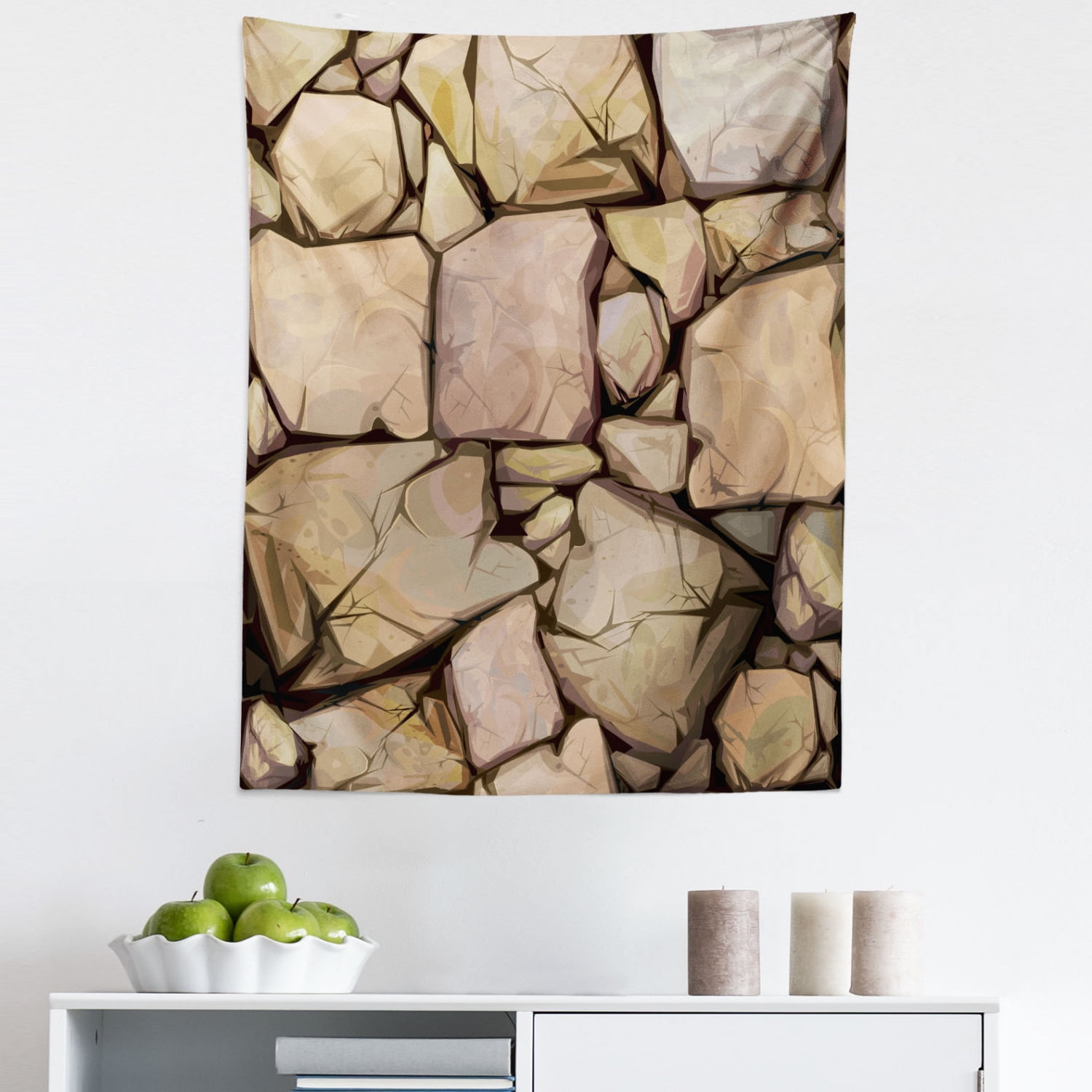 Cobblestone Tapestry, Hand Drawn Illustration of a Stone Wall Cottage ...