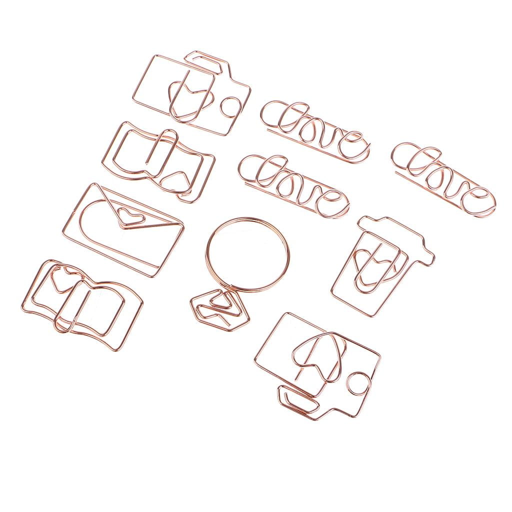10 Pieces Mixed Shape Paperclips Paper Clips Bookmarks For Rose Gold ...