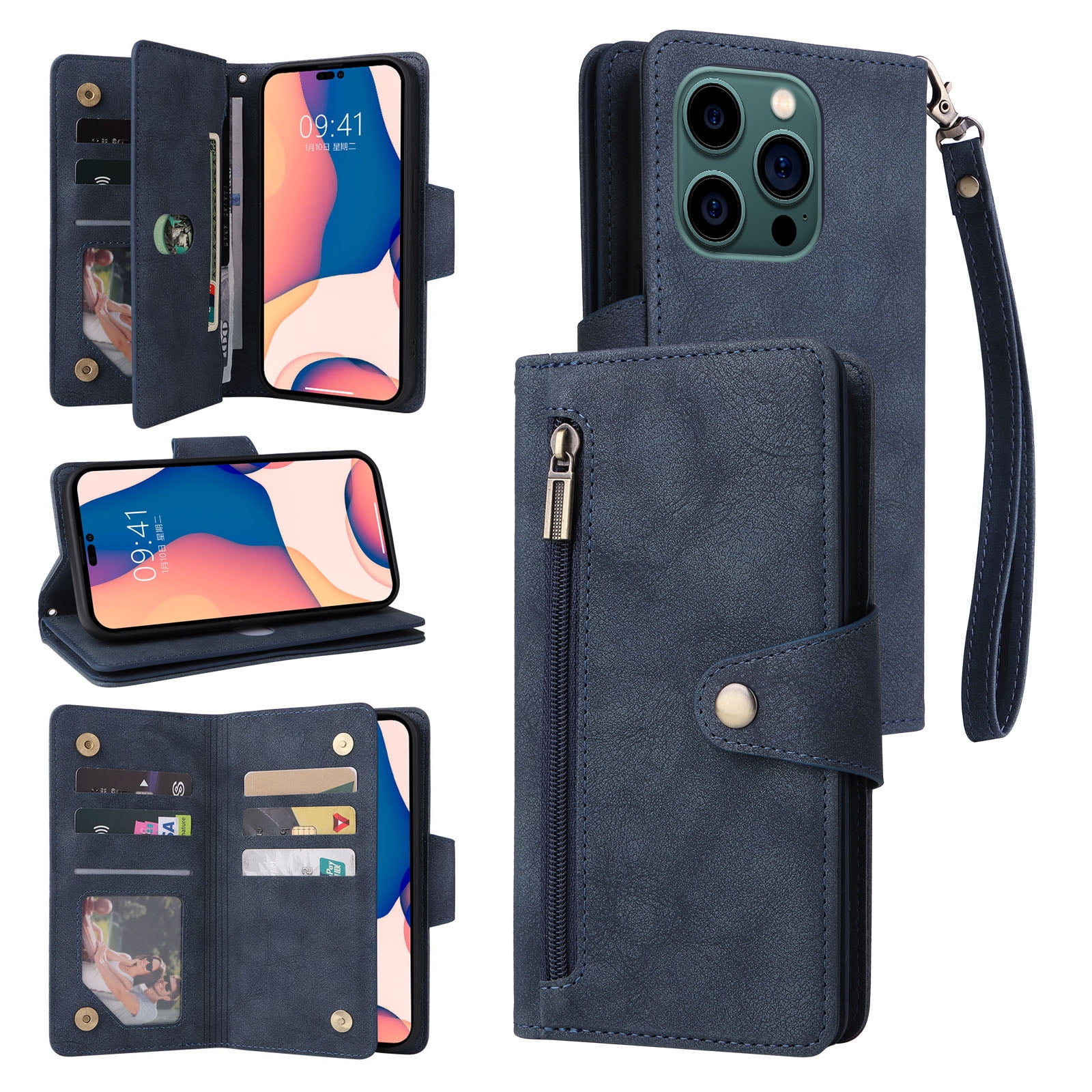 Feishell for iPhone 13 Pro Max Wallet Case with Wrist Strap,Premium PU ...