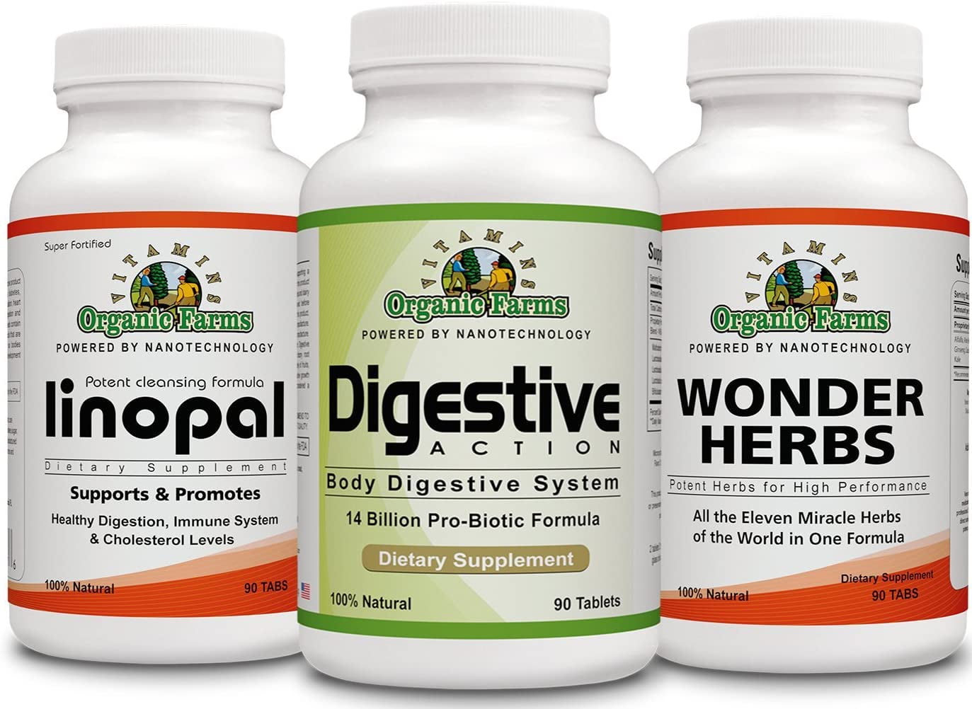 Candida Kit - Linopal 90 Tablets + Wonder Herbs 90 Tablets + Digestive ...