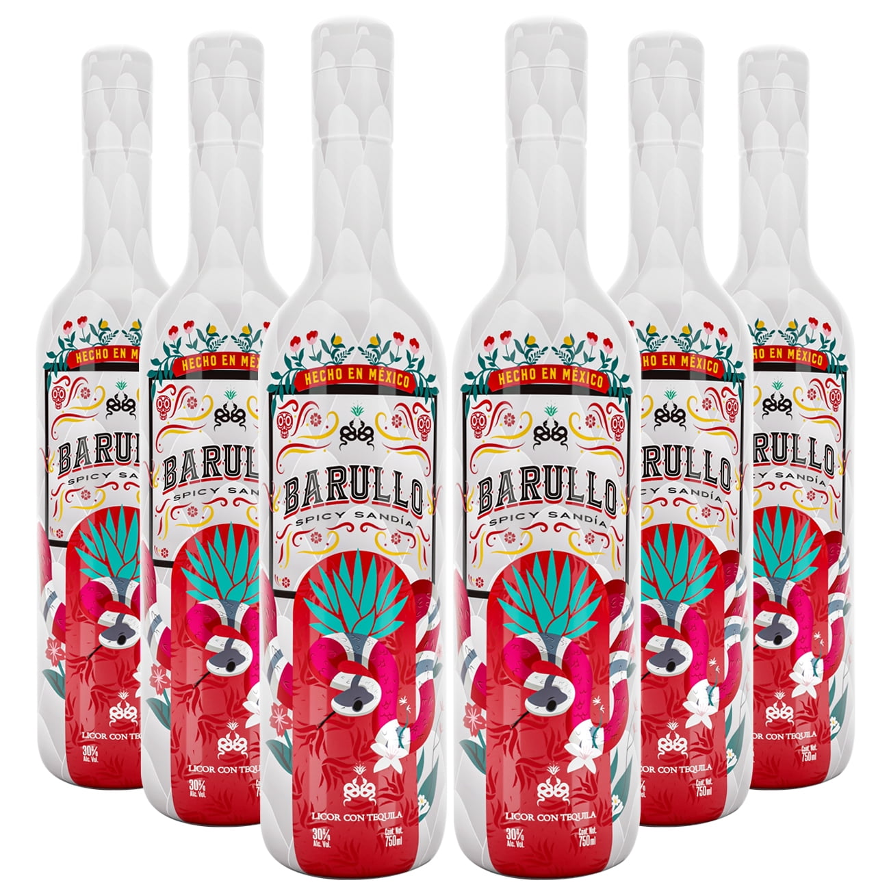 Six Pack Licor de Tequila Barullo Spicy Sandía 750 ml | Walmart en línea