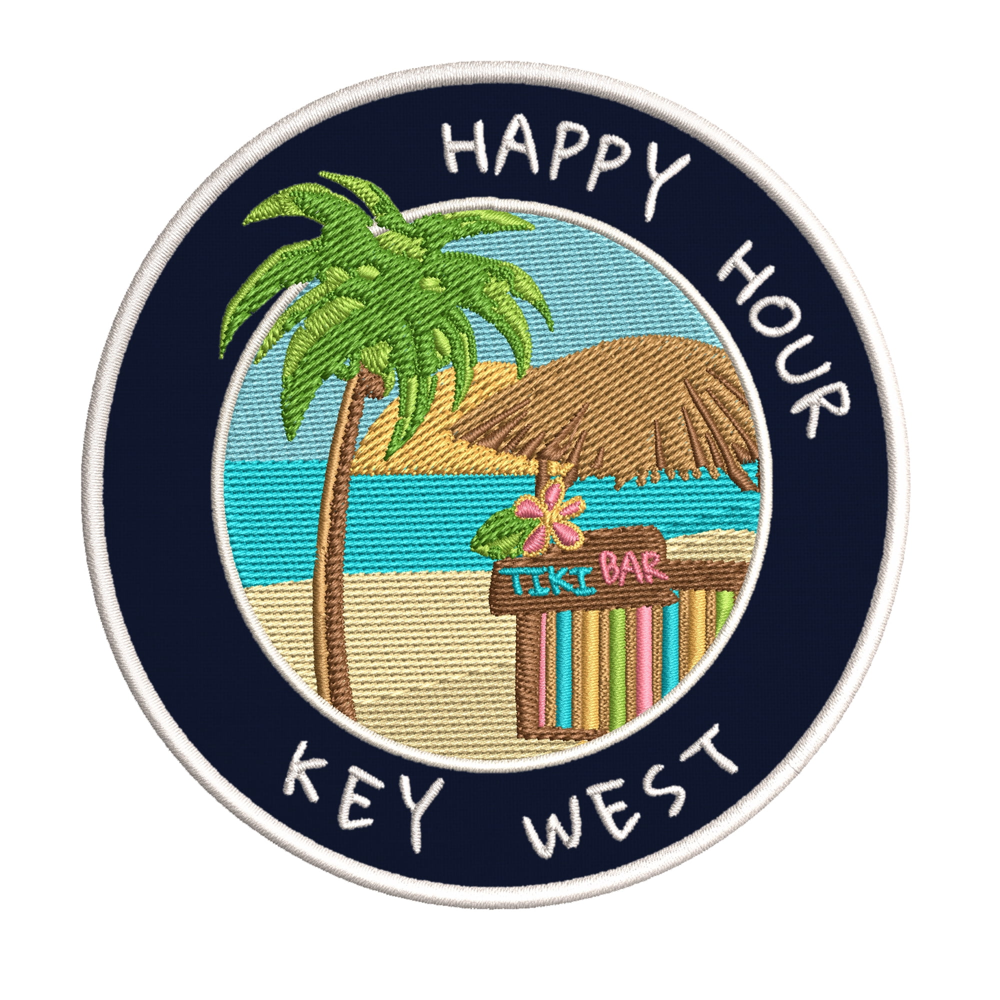Happy Hour! Key West, Florida 3.5 Inch Iron Or Sew On Embroidered ...