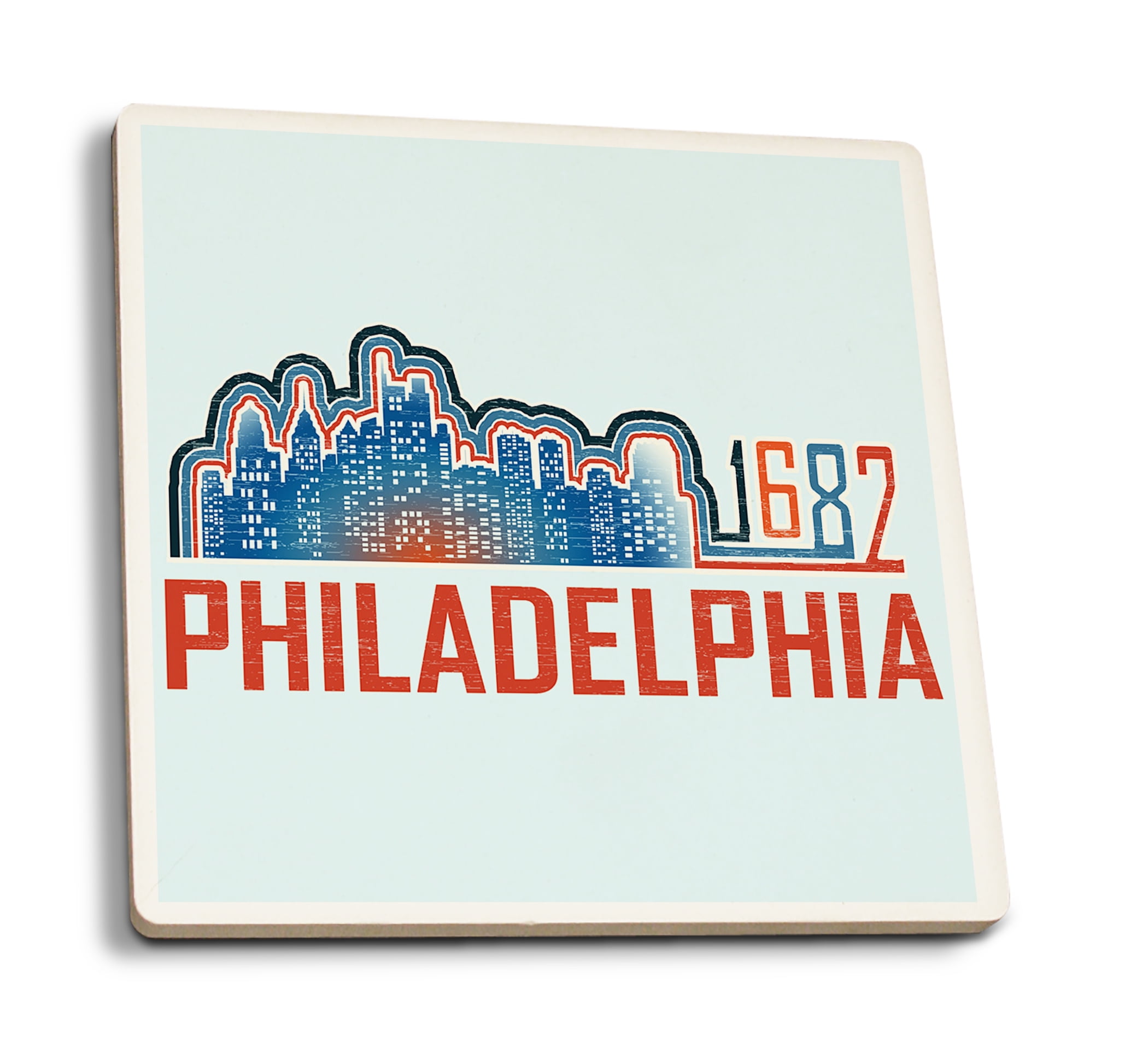 Philadelphia, Retro Skyline, 1682, Contour (Absorbent Ceramic Coasters ...