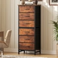 Modern Tall 6-Drawer Dresser with Metal Frame & Anti-Tip Base, Wood ...
