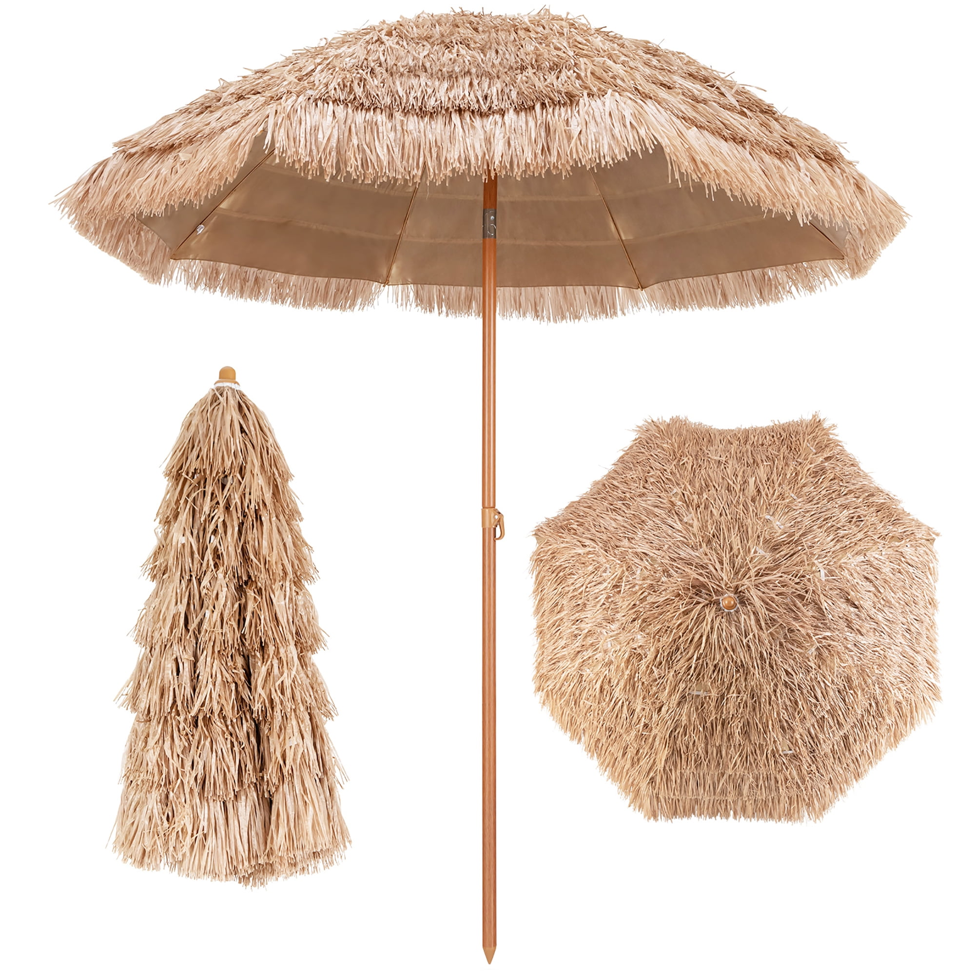 Click here for Costway 7.2ft Patio Thatched Tiki Umbrella W/Tilt... prices