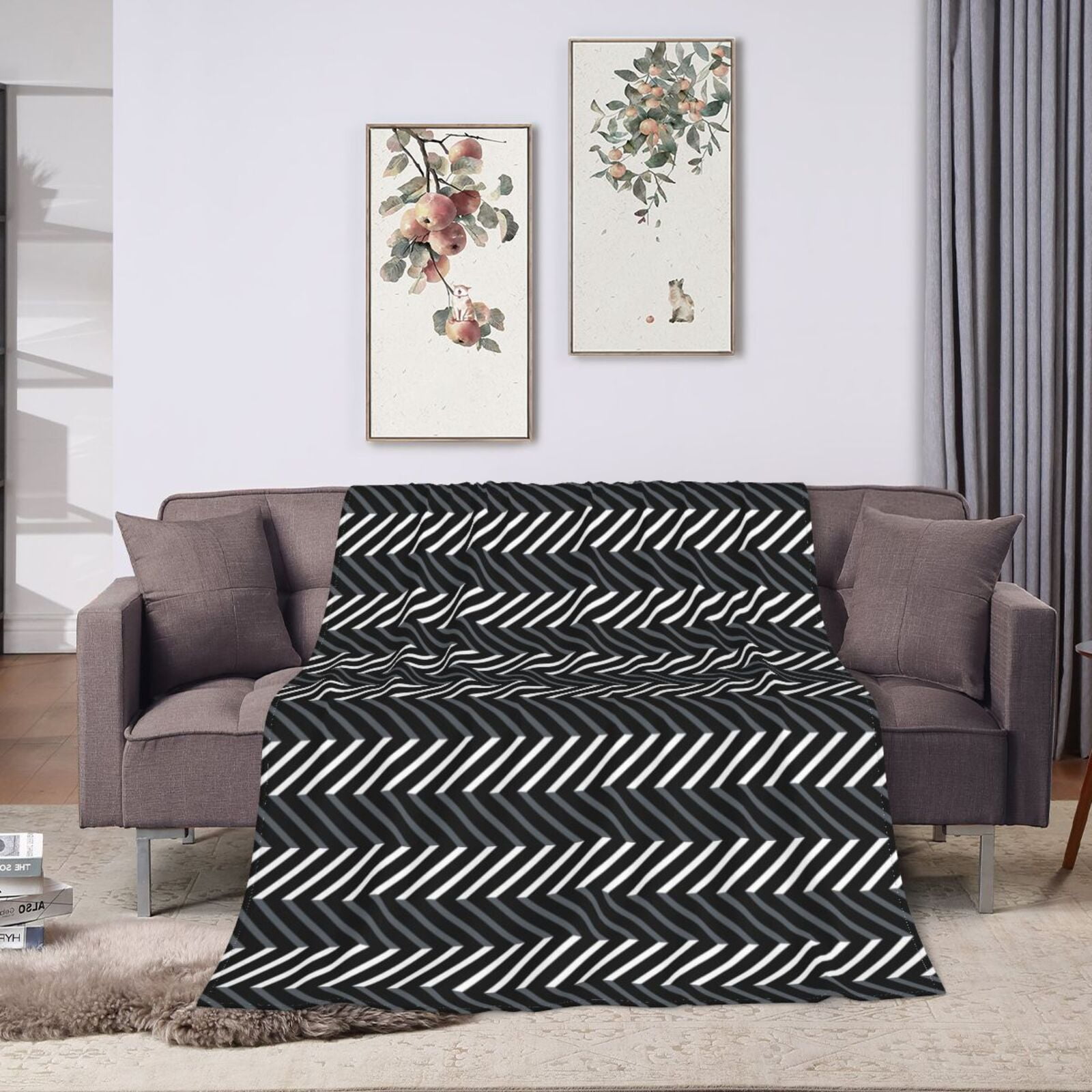 ZNDUO Black Abstract Tire Printing Pattern Throw Blanket, Lightweight ...
