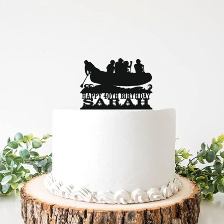 Personalized Rafting Birthday Black Cake Topper Party ration Supplies ...