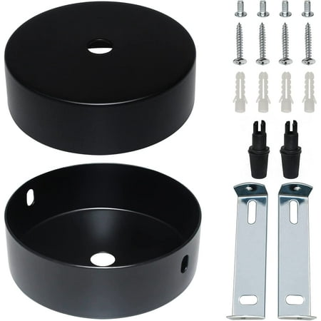 Ceiling Canopy 80 x 20mm Black Ceiling Rose Wire Cover for Chandelier ...