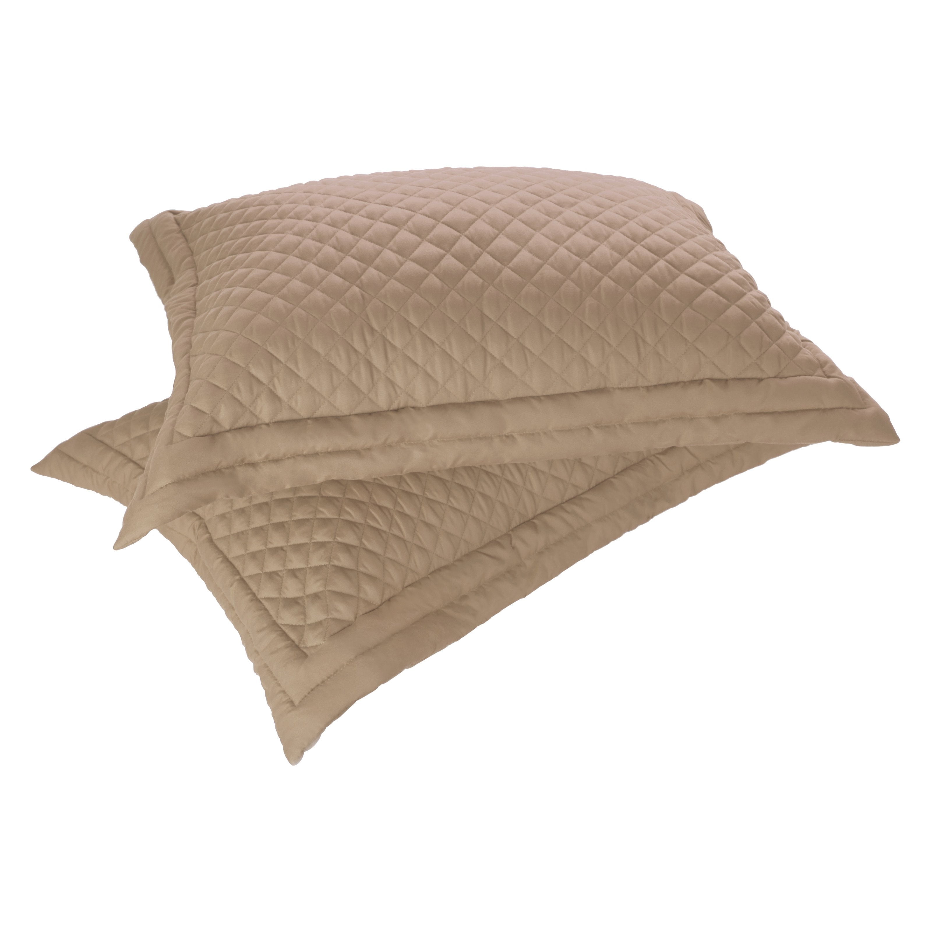 Microfiber King Diamond Quilt Sham Set (Set of 2), Tan/Beige - Walmart.com