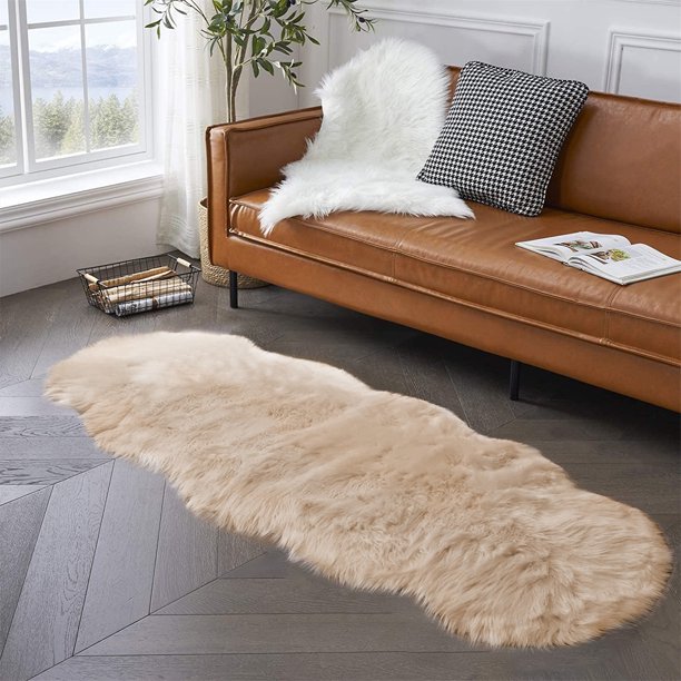 Latepis Runner Rugs Faux Fur Rug Beige 2x6 Rug Fluffy Furry Rug ...