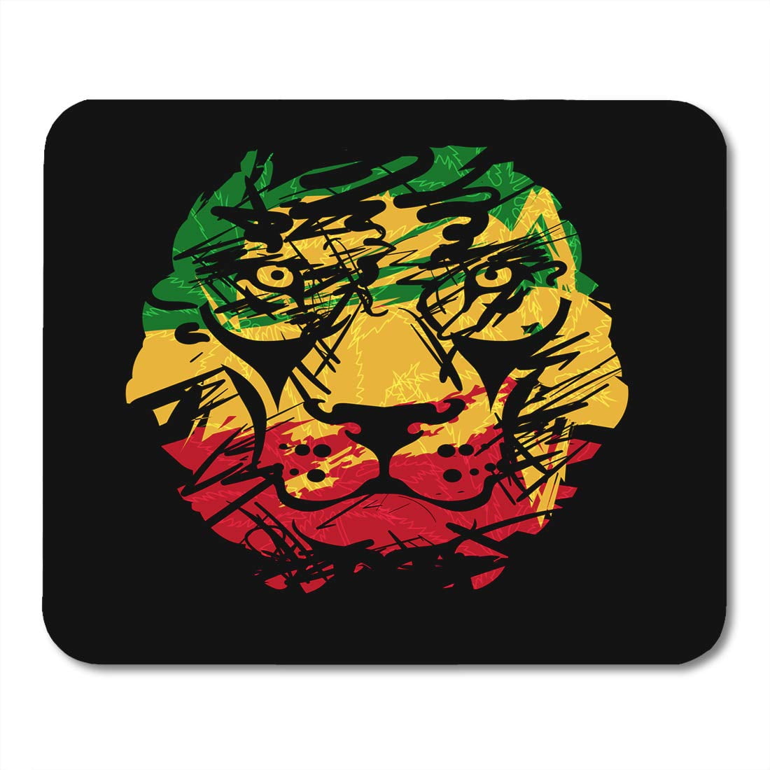 LADDKE Green Reggae Rasta Lion Head on Red Bob Marley Pattern ...