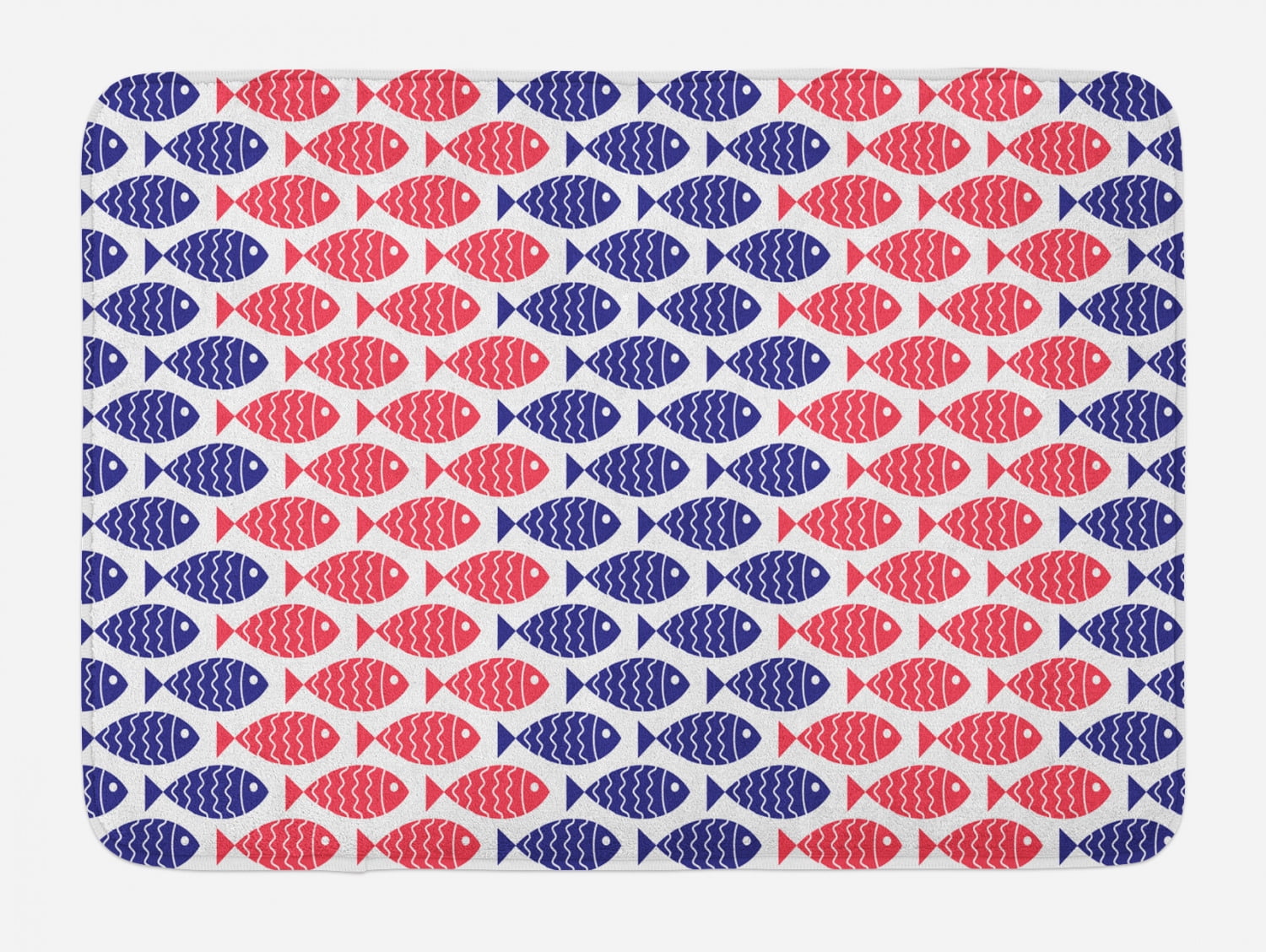 Fish Bath Mat, Nautical Theme Design Illustration of Fish on White ...