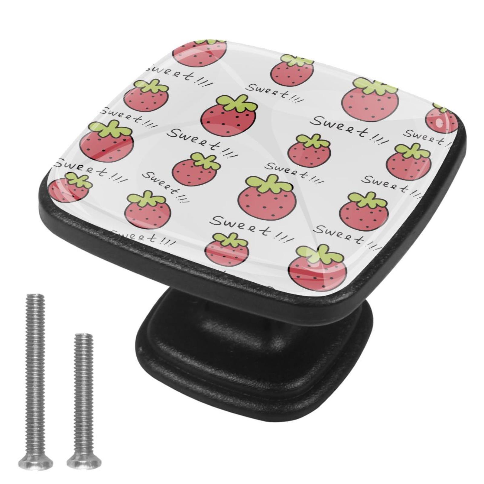 4 Pcs Cabinet Handle Drawer Pulls Strawberry Knobs with Screws Square ...