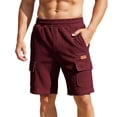 DPTALR Men's Solid Color Casual Cargo Shorts with Work Pockets,Wine,Big ...